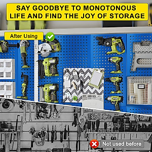 4 Pack Metal Pegboard Panels 24" x 12" Black Heavy Duty Steel Pegboard Wall Organizer, Garage Utility Tools Pegboard Storage System for Workbench, Shop, Shed Modular Peg Board Organizer Board Kit