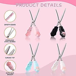 4 Pieces Cute Mini Scissors, Cartoon Cat Paw Stainless Steel Craft Scissors, Folding Stationery Scissors with Safety Cover, Portable Safety Scissors for Paper Cutting, Scrapbooking, Crafting