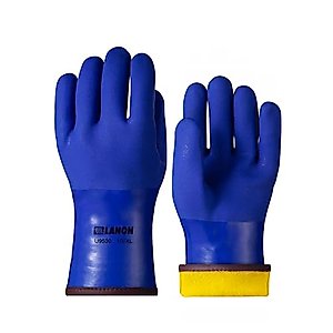 LANON PVC Coated Cold Proof Heavy Duty Gloves, Waterproof Warm Work Gloves for Freezer Work, Chemical & Oil Resistant, Non-Slip, XL