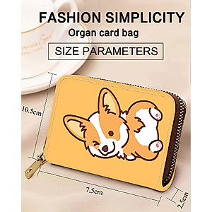 COYEUX Credit Card Wallet, Zipper Credit Card Holder For Mens And Womens, Compact Size RFID Blocking For Travelling (Cute Corgi)