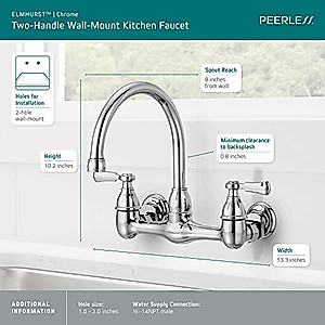 Peerless P2765LF Elmhurst Two-Handle Kitchen Faucet Wall-Mount, Chrome
