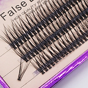 Bodermincer 120pcs 0.10mm Thickness Handmade Fish Tail False Lahses Thick Natural Long Black Individual False Eyelashes Fake Eye Lashes Extensions Makeup Tool (14mm)