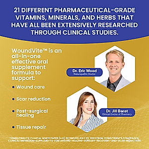Zen Nutrients WoundVite Pre & Post Surgery Support, Scar & Wound Care, Scar Treatment, Plastic & General Surgery, Heal Faster & Aids in Recovery Time w/ Bromelain, Turmeric & Arnica - 60 Vegan Caps