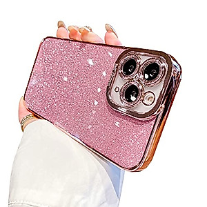 Fycyko Compatible with iPhone 11 Pro Case Glitter Luxury Cute Flexible Plating Cover Camera Protection Shockproof Phone Case for Women Girl Men Design for iPhone 11 Pro 5.8'' Pink
