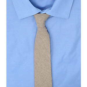 Proper Materials Men's Chambray Cotton Skinny Necktie Tie - Beige