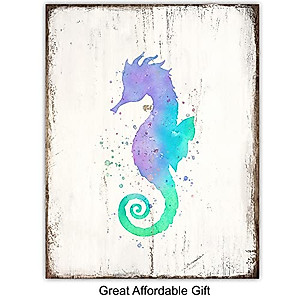 Starfish, Octopus, Sea Turtle, Seahorse Nautical Wall Decor Set - 8x10 Ocean Sea Themed Wall Art Decorations for Girls, Boys, Kids, Toddler Bedroom, Baby Room, Bathroom, Beach House - Gift for Women