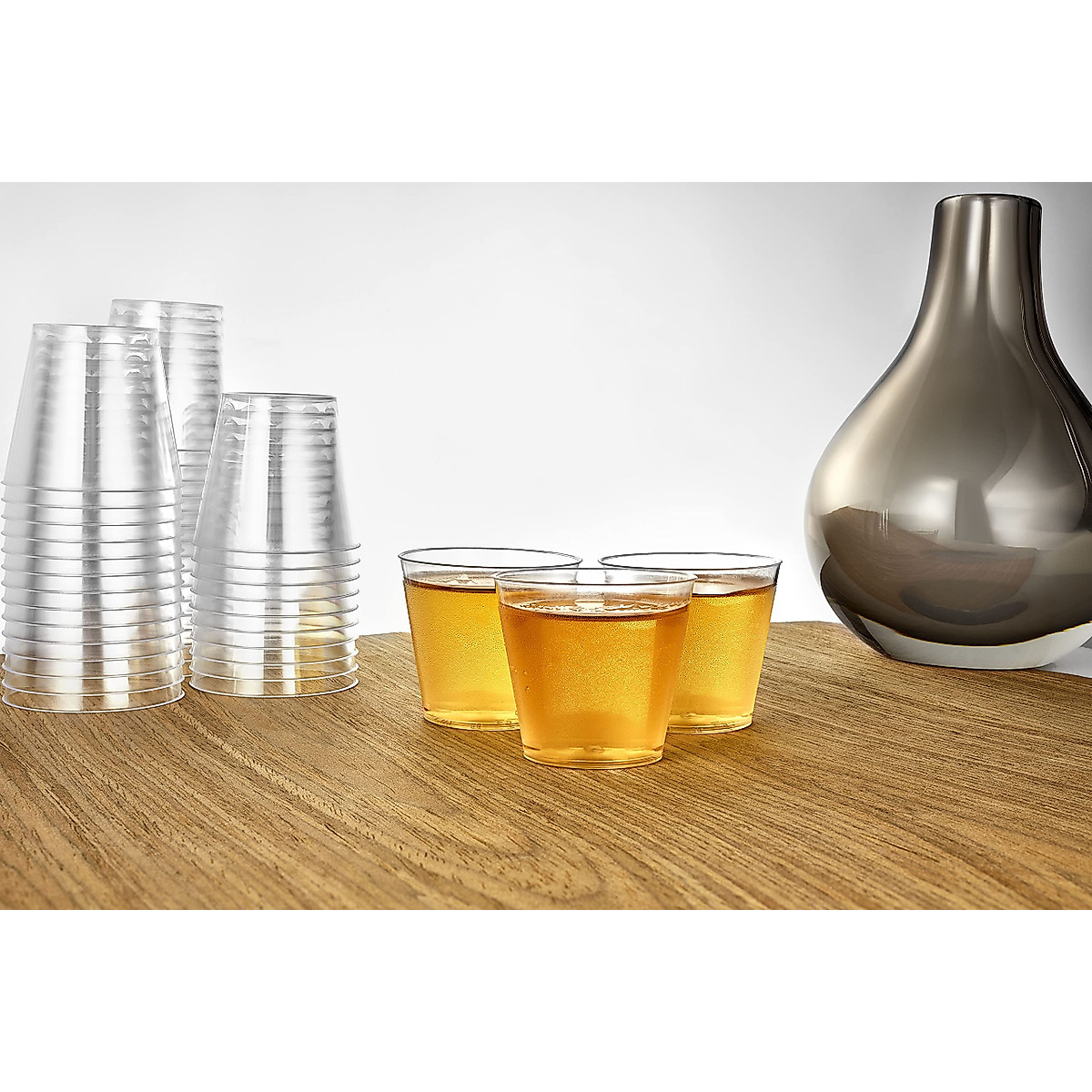 Hanna K. Signature 100 Shot Glasses 2oz Clear Premium Hard Plastic Disposable Cups, Ideal for Jello Shots, Wine Tasting, Condiments, Sauce, Dipping, Samples (12217)