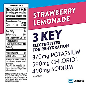 Pedialyte Electrolyte Powder Strawberry Lemonade, 6 Ct