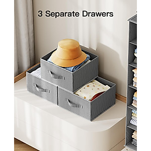 Pipishell Hanging Closet Organizer 6-Shelf, Hanging Shelves for Closet with 3 Removable Drawers & Side Pockets, Hanging Shelf Organizer for Bedroom or Garment Rack, 12'' x 12'' x 43.3'', Dark Gray