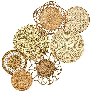 Boho Wall Basket Decor Set of 3 - Indoor & Outdoor Hanging Basket Wall Decor Set, Woven Baskets Rattan Wall Decor, Boho Wall Baskets For Wall Decor, Wicker Wall Decor Baskets, Woven Basket Wall Decor