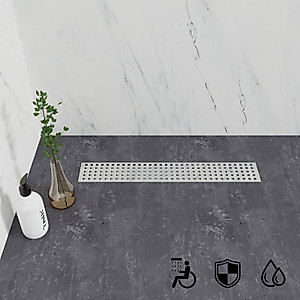 Naiture Brushed Stainless Steel 18" Lattice Linear Shower Drain