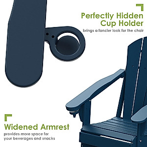 GREENVINES Folding-Adirondack-Chairs-Set-of-4 | HDPE Plastic | Fire Pit Chair | All Weather | Cup Holder | Blue | for Deck Backyard Patio Outdoor Garden