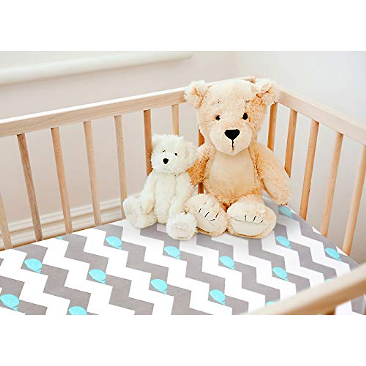 COSMOPLUS Stretch Fitted Pack n Play Playard Sheets 2 Pack for Mini Crib Sheet Set,Pack n Play Mattress Cover, Ultra Stretchy Soft,Whale/Cloud