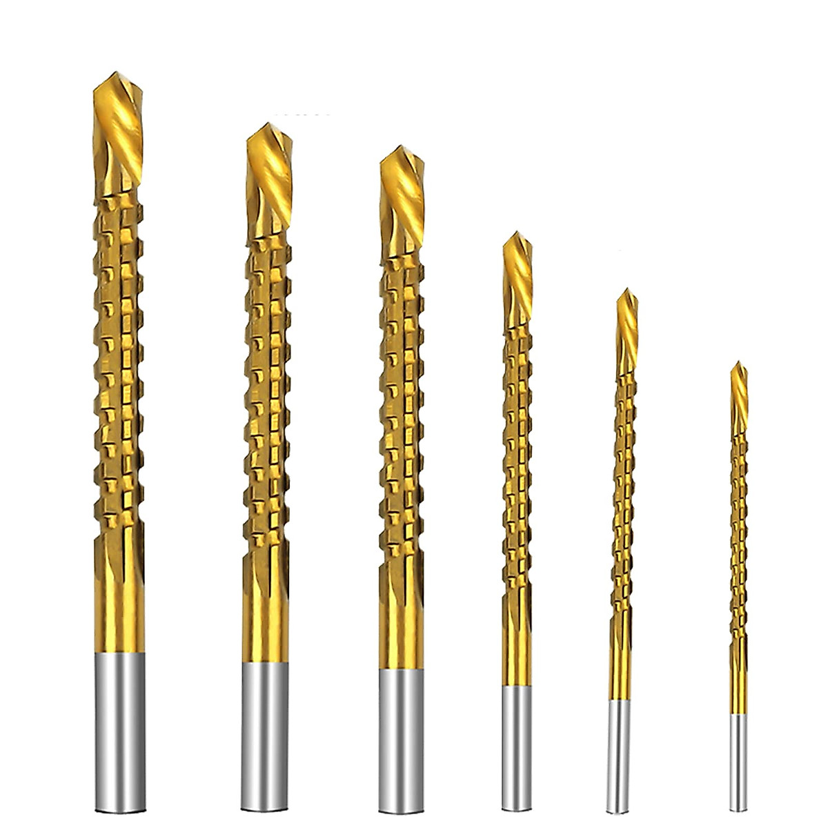 PERFACTOOL 6Pcs Titanium Nitride Coated Twist Drill Bits Set Straight Shank, 4241 high-Speed Steel,135 Degree Tip,Cobalt Drill bit Set Power Tool for Hardened Metal, Stainless Steel, Plastic and Wood
