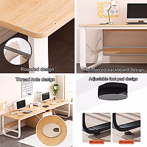 SUZEPER Two Person Desk with Drawers,Extra Long Desk with Storage Cabinet Shelf, Double Computer Gaming Desk, 2 Person Desk Writing Study Desk for Home Office Desk (200x50x73cm(79x20x29inch), C)