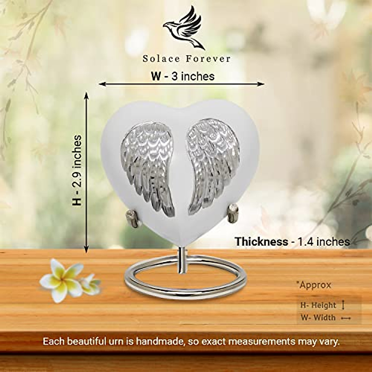 White Heart Keepsake Urn - Angel Heart Urn for Human Ashes - Handcrafted Angel Urn Heart - Honor Your Loved One with Mini Cremation Urn - Heart Shaped Urn Angel Wings - Small Urn for Baby & Infants