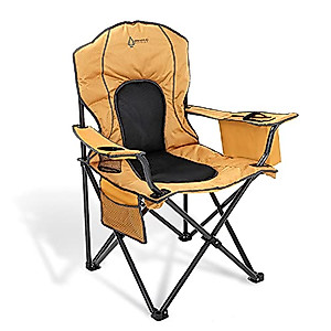 ARROWHEAD OUTDOOR Portable Folding Camping Quad Chair w/ 4-Can Cooler, Cup-Holder, Heavy-Duty Carrying Bag, Padded Armrests, Supports up to 330lbs