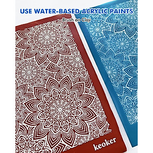 Keoker Boho Silk Screen Stencils for Polymer Clay, 3PCS Aztec Silk Screen for Polymer Clay, for Printing on Jewelry Clay Earrings Decoration, Each 6" X 3.8" (Boho)