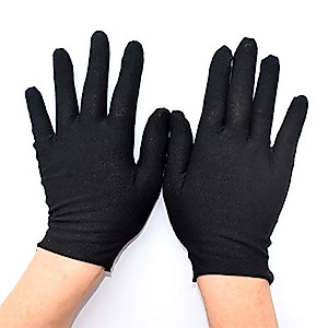 GSHLLO 6 Pairs Black Cotton Gloves Work Gloves Coin Gloves Jewelry Inspection Gloves for Women Men