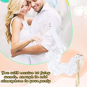 40 Pack Ribbon Stick Wands Streamers Silk Fairy Wand Bulk White Lace Ribbon with Bell for Wedding Holiday Activities Party Favors Bridal Shower
