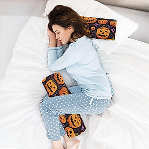 xigua Halloween Pumpkins Neck Roll Pillow for Neck Relief with Removable Washable Cover - Memory Foam Round Cylinder Bolster, Ergonomically Designed for Head, Neck, Back, and Legs