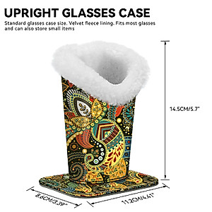 molshine Plush Lined Eyeglasses Stand Holder,Leather Glasses Upright Case with Magnetic Base for Office Desk,Bedside,Parlor-(Paisley)
