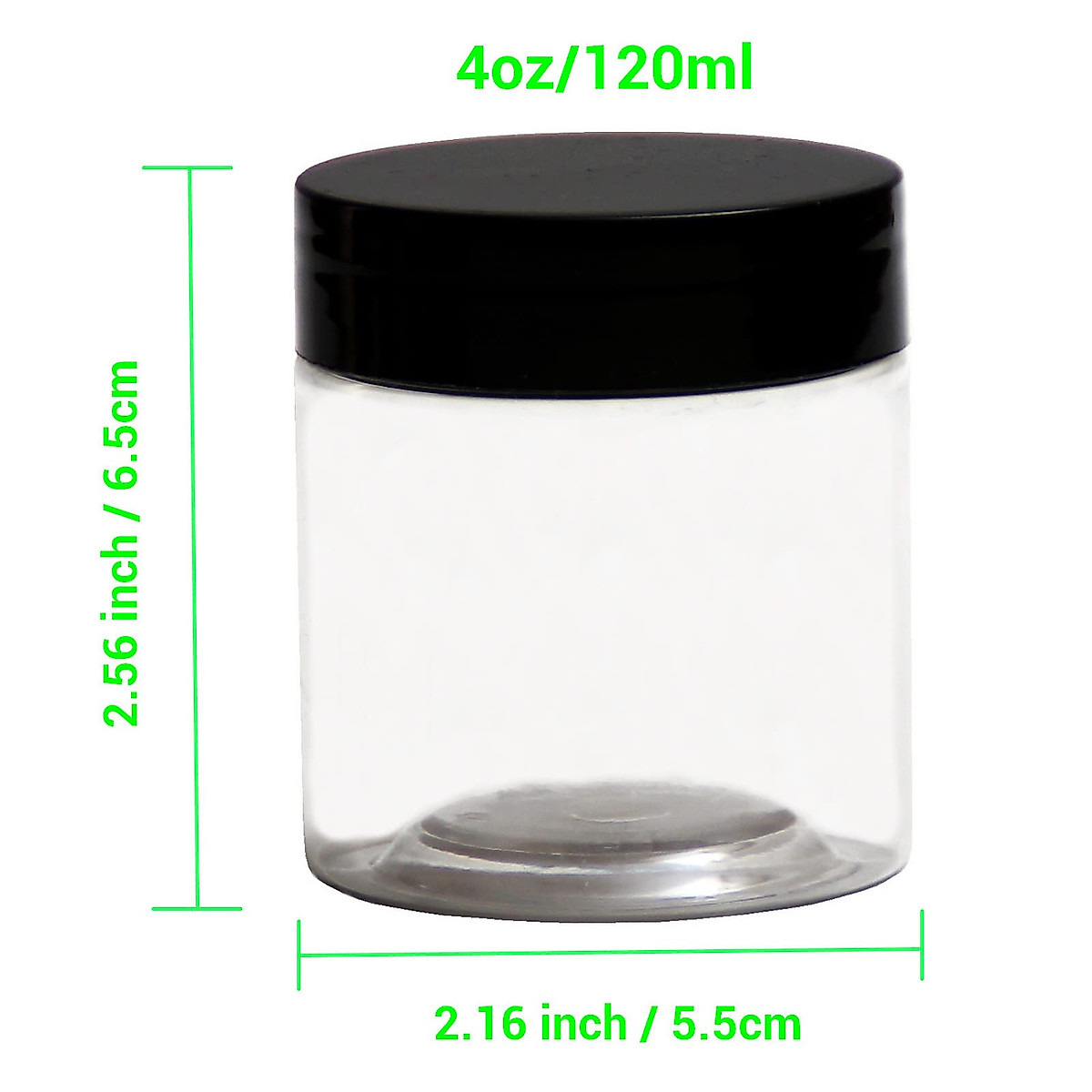 12 Pack 4 oz Plastic Jars,Wide-mouth Clear Storage Containers with Black Lids, Empty Round Clear Plastic Jars with Lids and labels for Body Butter, Bath Salt, Slime and Beauty Products