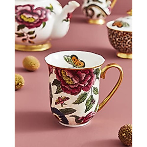 Spode Creatures of Curiosity Collection Cream Floral Coffee Mug, 12 Ounce, Gold Rim and Handle, Made of Fine China, Mugs for Coffee, Tea Cup, Hand Wash