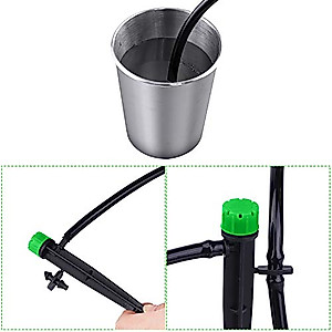 URATOT 60 Pieces 360 Degree Adjustable Irrigation Drippers with Barbed Connector for 4/7 MM Tube, Water Flow Drip Stakes Emitter Drip System