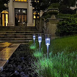 K JINGKELAI Solar Outdoor Lights Pathway, 16 Pack Stainless Steel Solar Lights Outdoor Waterproof LED Light Landscape, Solar Garden Lights for Yard Lawn Walkway Driveway (Cold White)