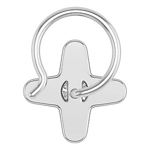 Pretty Jewels Round Cut Natural White Diamond Cross Nose Ring Stud In 14k White Gold Finish Sterling Silver Nose Ring Screw For Women Color: H-I, Clarity: SI1-SI2 (0.04 cttw)