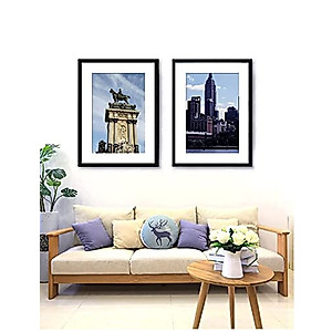 PEALSN 8x10 Picture Frame Set of 6, Display Picture 5x7 with Mat or 8x10 Without Mat, Black Woodgrain