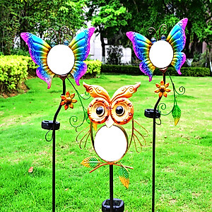 KUBILIGHT Garden Solar Lights Outdoor Decorative - Solar Butterfly Lights Garden Decor, Solar Stake Lights, Waterproof Butterfly Tunnel Lighting for Outside Patio Lawn Yard Decorations