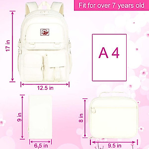3PCS Laptop Backpack for Girls, Women College School Bookbag, 15.6" Cute Aesthetic Computer Water Resistant Anti Theft School Bags for Teens Girls Students - Grey