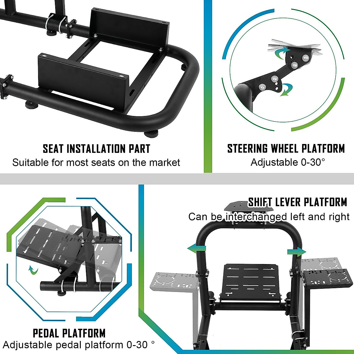 Hottoby Racing Simulator Cockpit Stand Fit for Logitech/Thrustmaster/Fanatec G25 G27 G29 G920 G923 T128X T248 T300 T458, Reinforced Triangular Design on Both Arm,Adjustable,No Wheel,Pedal & Handbrake