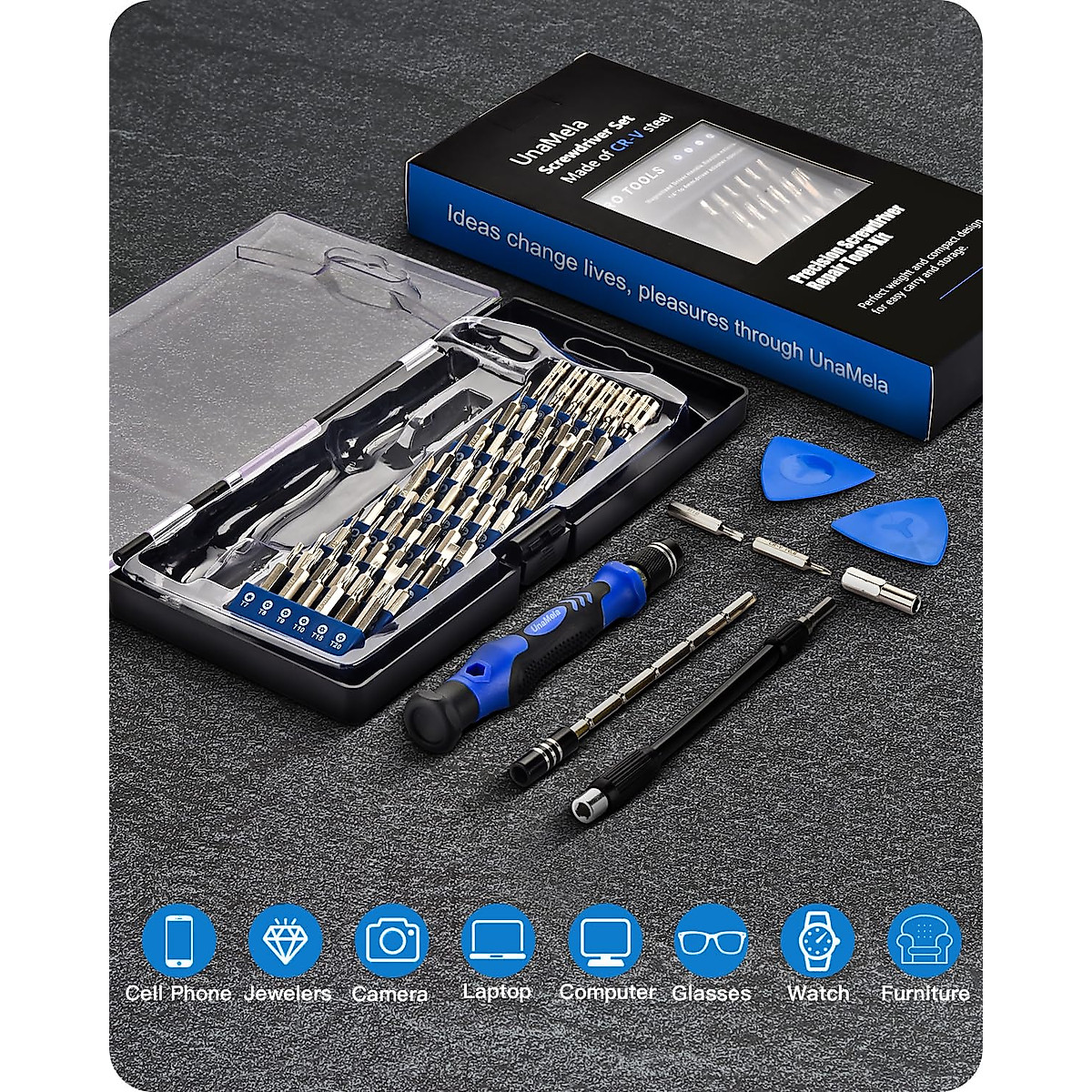 UnaMela Electronics Precision Screwdriver Set: 61 in 1 Small Magnetic Repair Tool Kit Mini Screw Driver with Case for Computer, Laptop, PC, iPhone, Xbox, PS4/5, Controller, Gamer Tech Gifts for Men