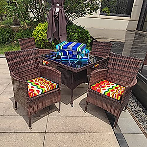 LFNOONE Patio Chair Cushion 17x17 Inch Waterproof Outdoor Seat Cushions Color Fastness High-Density Sponge for Patio Furniture Garden Sofa Couch Chair Pads Color Ripple Pattern Set of 4