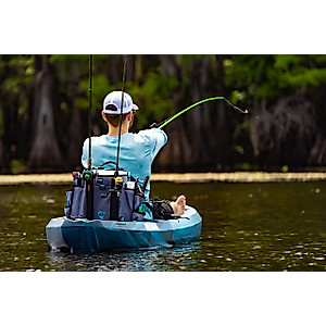 Evolution Fishing Rigger Series Kayak Tackle Bag - 3700 Size, Grey, Zipperless, Heavy Duty Water Resistant Tarpaulin Construction, 2 Rod Holders, Molded Bottom, Tackle Storage