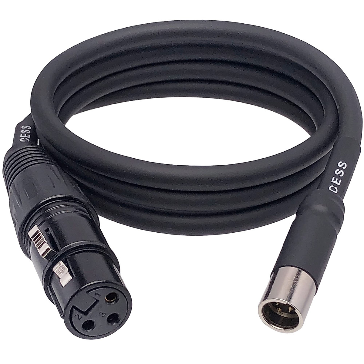 CESS-196-3f Mini XLR Male to XLR Female Adapter Cable, 3-Pin Mini XLR to Standard XLR for Lapel Microphones, Headsets, Audio Mixers, Cameras, and Professional Sound Equipment (3 Feet)
