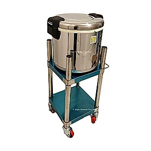 14"W Stainless Steel Commercial Rice Warmer Stand with Undershelf, Wheel and 2 Locks