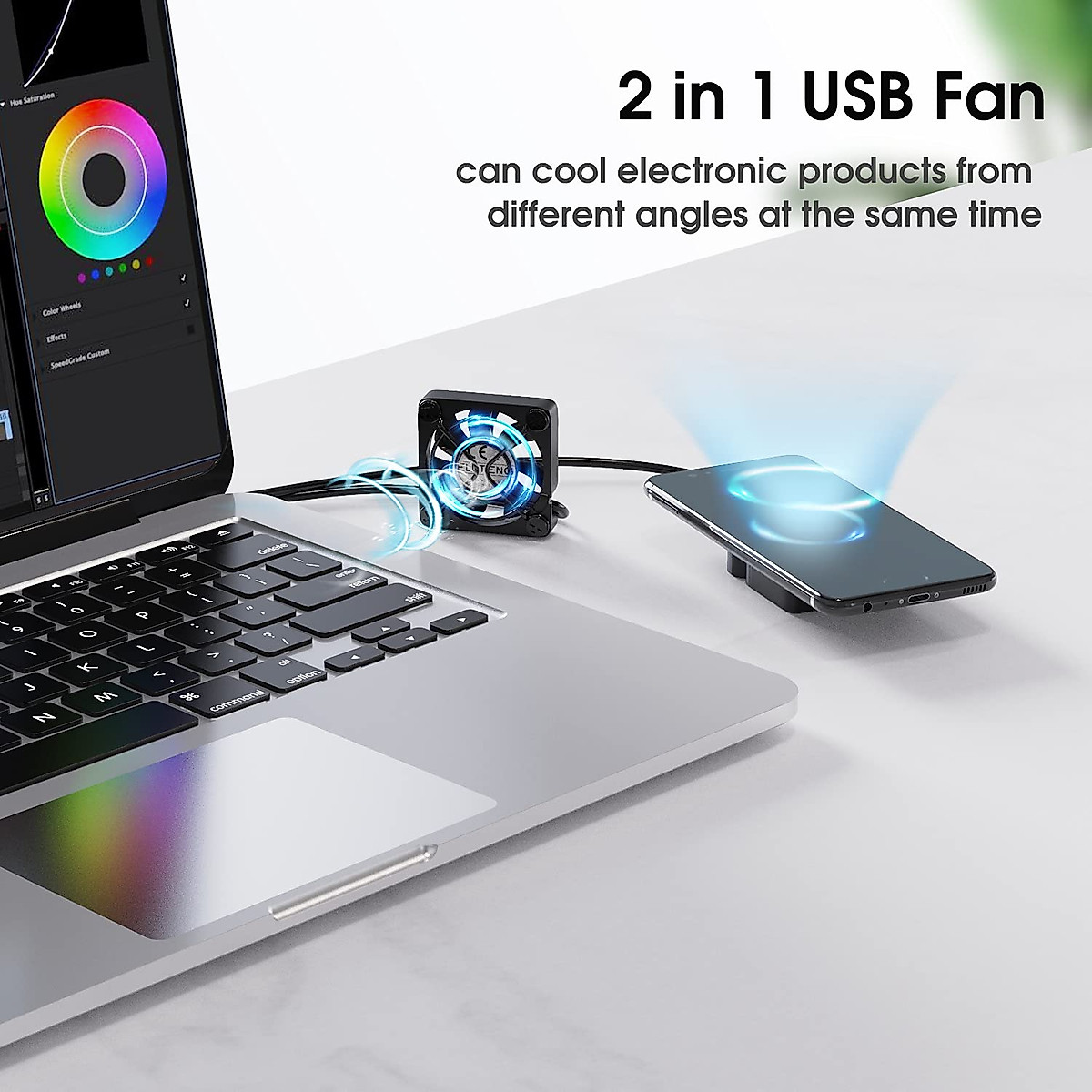 ELUTENG Dual 40mm USB Fan with 3 Speeds Adjustable 5V PC Fan Max 5500RPM 40mm * 40mm * 25mm Mini Case Fan Quiet Computer Fan Compatible for PC, TV Box, Router, Xbox, PlayStation