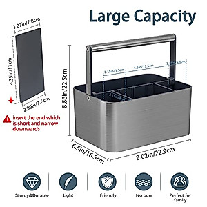 BYUNER Plastic Shower Caddy Basket - Portable Large Bath Storage Organizer Bin Tote with Handle and divider for College Dorm,Cabinet,Bathroom Counter, Brushed Nickel Gray&Pink