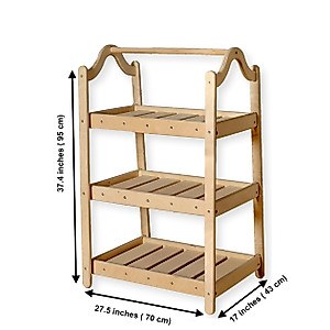 Montessori Clothing Rack and Wardrobe Set | Premium Kids Wood Furniture | Toddler Wardrobe Set | Toddler Wardrobe and Dress Up Station | Child Room Clothing Organizer (Clothes Cabinet)