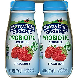 Stonyfield Organic, Low Fat Strawberry Smoothie, 6 oz, 4 Count