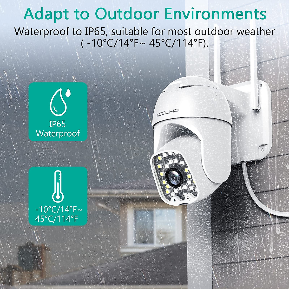 Security Camera Outdoor, 1080p Outside Surveillance Front Door IP Smart Cam with Night Vision, Motion Detection Sensor, Home CCTV for Phone App, Compatible with Alexa