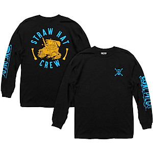 Ripple Junction One Piece Adult Long Sleeve T-Shirt Straw Hat Crew Treasure Chest Anime Shirt for Men and Women Officially Licensed Medium Black