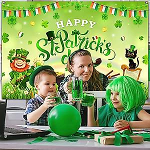Happy St. Patrick's Day Banner - Irish Clover Yard Sign St. Patrick's Day Photo Background Decoration for St. Patrick's Day Party Decoration Supplies (Background)