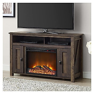 Ameriwood Farmington 3-Piece Living Room Set with Fireplace TV Stand and Two End Tables