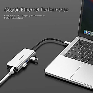 LENTION USB C Hub with 4K HDMI, Gigabit Ethernet, 3 USB 3.0 & Type C Charging for 2023-2016 MacBook Pro, New Mac Air/Surface/Chromebook/Steam Deck, More, Stable Driver Adapter (CB-C65, Silver)