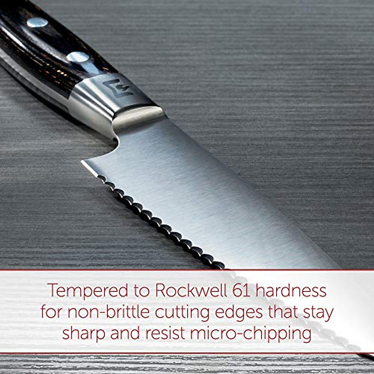 WOLF GOURMET 5.5" Serrated Knife, Ergonomic for Comfort and Control, Forged High-Carbon Stainless Steel, 12.5 Degree Angle, Durable (WGCU156S)